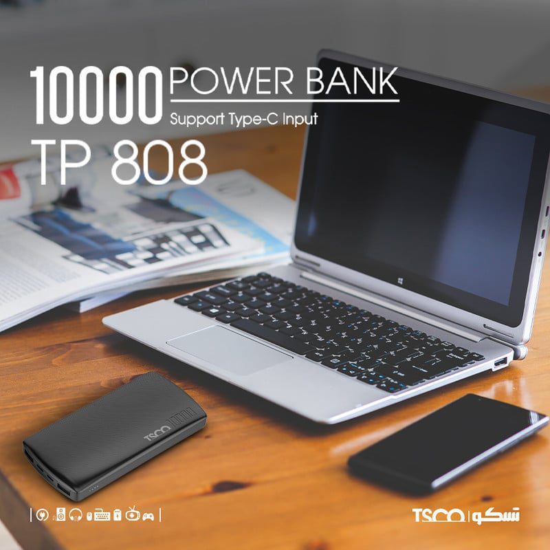 پاوربانک تسکو (TSCO) 10000 میلی آمپر ساعت مدل TP 808 - فروشگاه اینترنتی گیگاتی